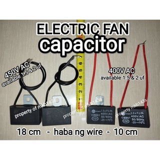ELECTRIC FAN CAPACITOR W/ WIRE 1.5 uf & 2 uf 400v & 450v AC eiling Fan ...