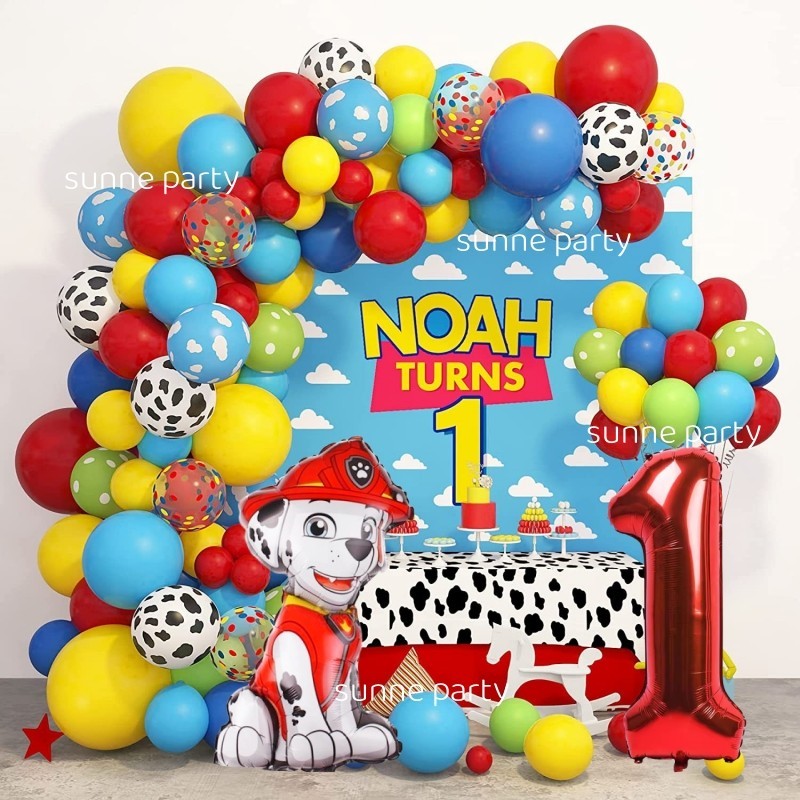 Paw Patrol Marshall Theme Balloon Garland Arch Kit 32inch Red Number Standing Marshall Dog Paw ...