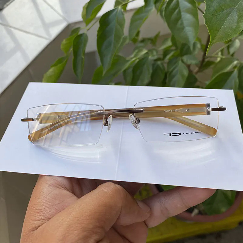 Big Size Rectangle Titanium Rimless Spectacles Eyewear | Shopee Philippines