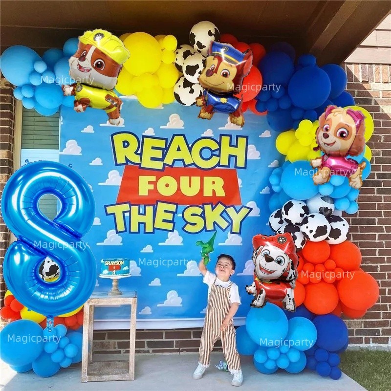 Paw Patrol Theme Mini Dogs Blue Number Foil Balloons Birthday ...