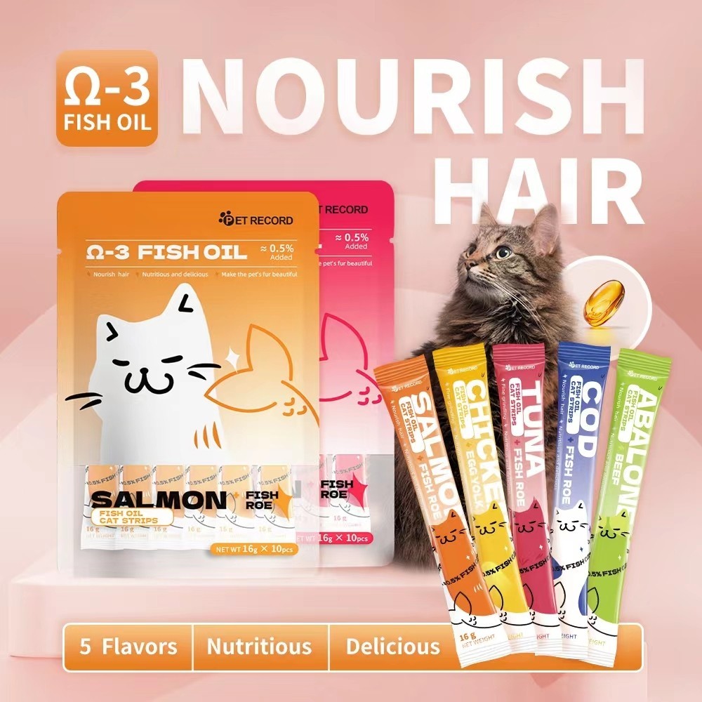 【100 Pcs 】16G Cat Treats +Fish Oil Snack Fresh Wet Food Optimum ...