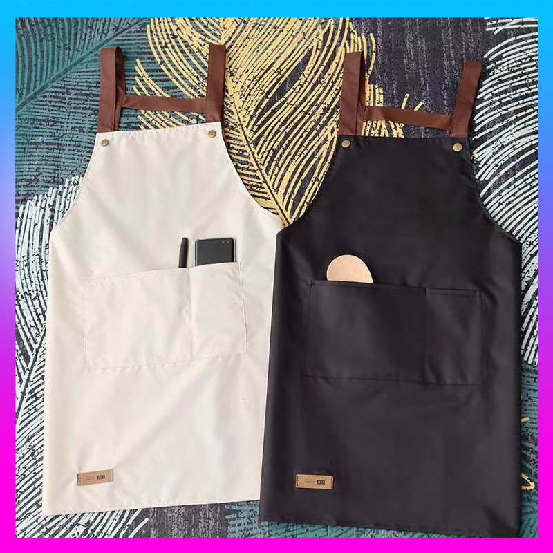 【Fast Delivery】Waterproof Apron Coffee Shop Barber Working Bib Kitchen ...