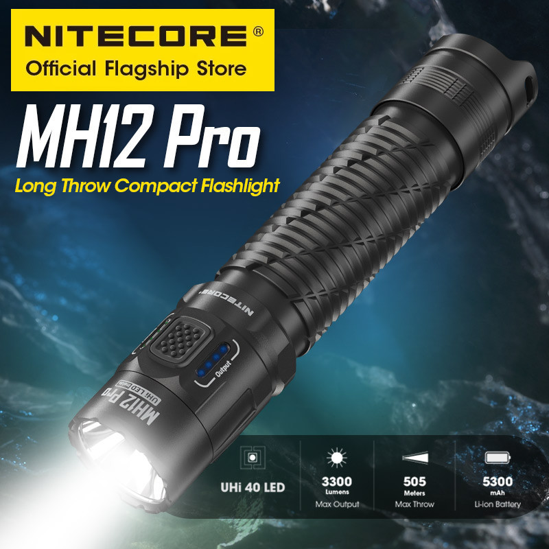 NITECORE MH12 Pro USB-C Rechargeable Compact Flashlight 505 Meters Tactical Torch UHi 40 LED ...