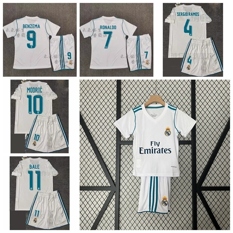2017-18 Season Real Madrid Retro Home Football Kids Jersey Kit Ramos ...