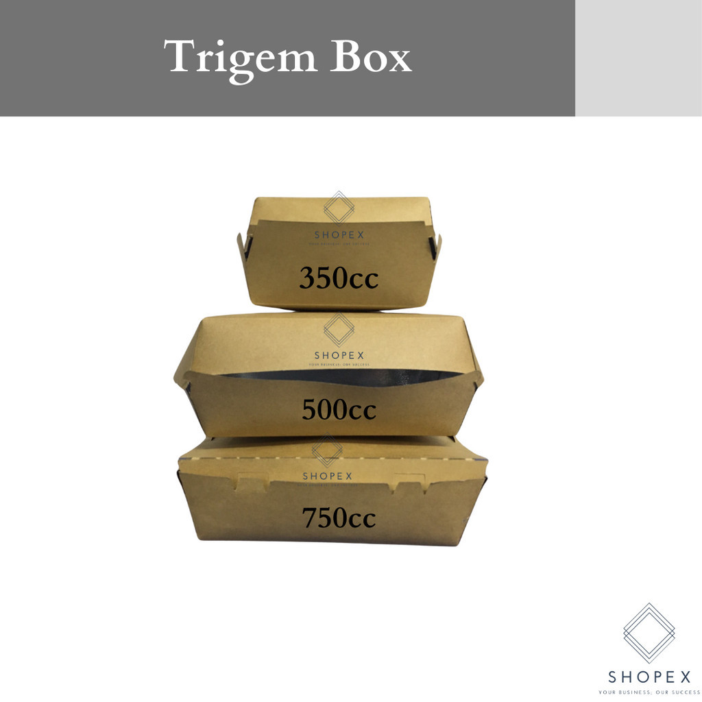 [25pcs] Trigem Paper Clamshell Meal Box / Takeout Box 350cc/500cc/750cc ...