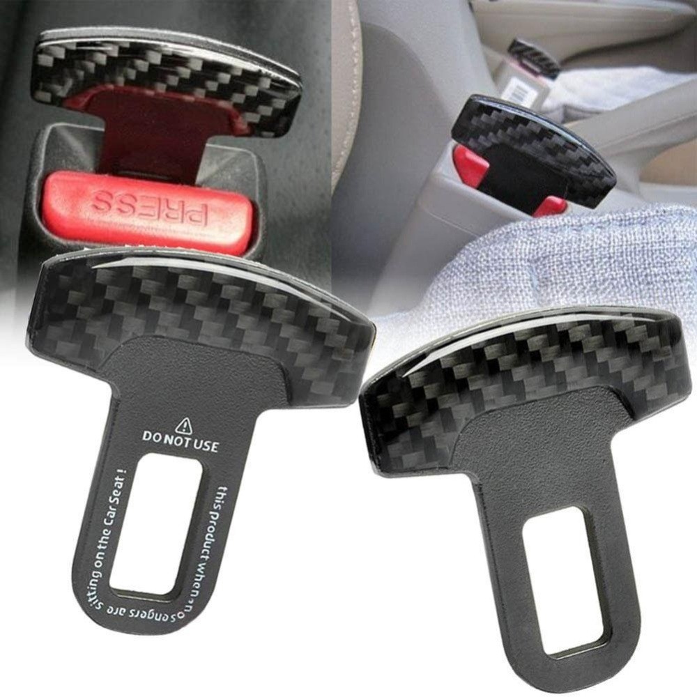 Universal Stopper Clip Clamp Carbon Fiber Car Safety Seat Belt Buckle ...