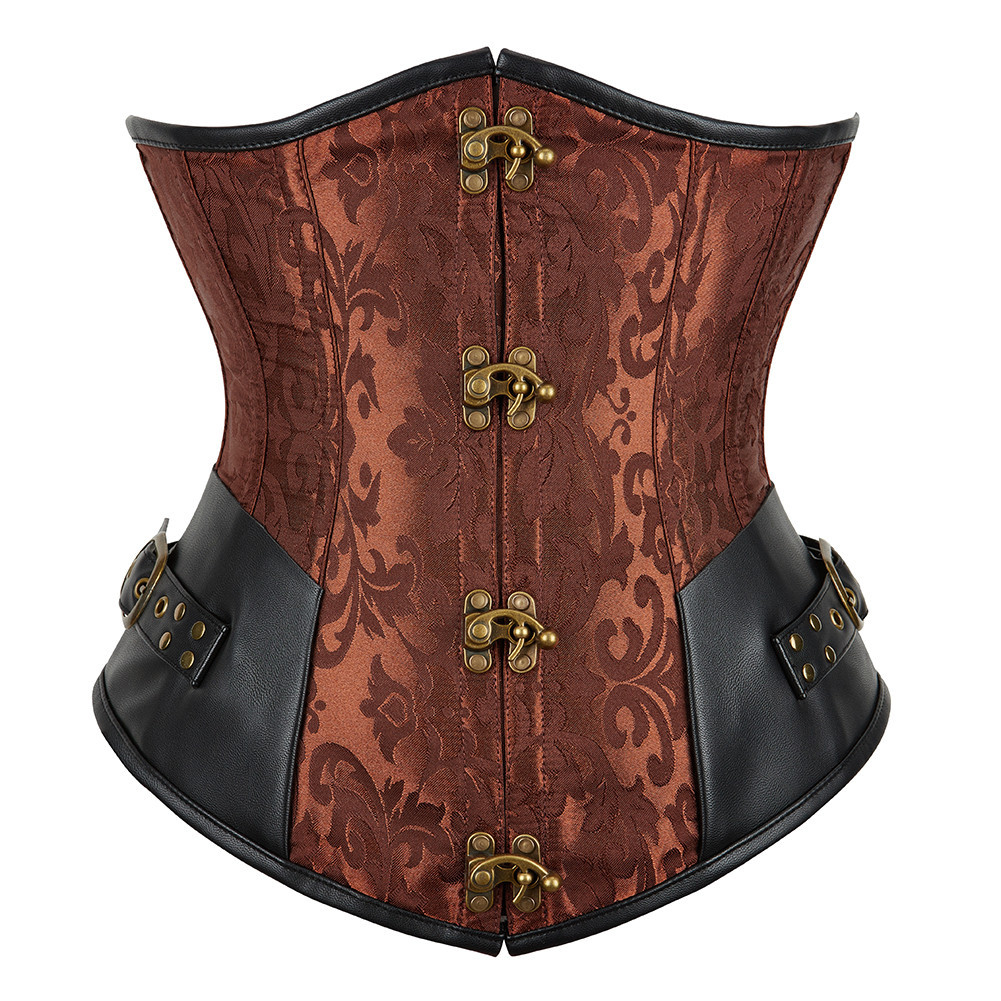 Underbust Corset Steampunk Brocade Waist Trainer Body Shaper Bustier ...