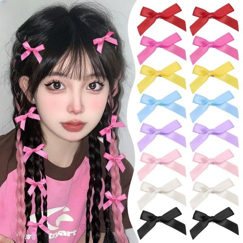 5PCS/set Korean Bow Knotted Hair Clip Ribbon Sweet Cute Hairpin Woman ...