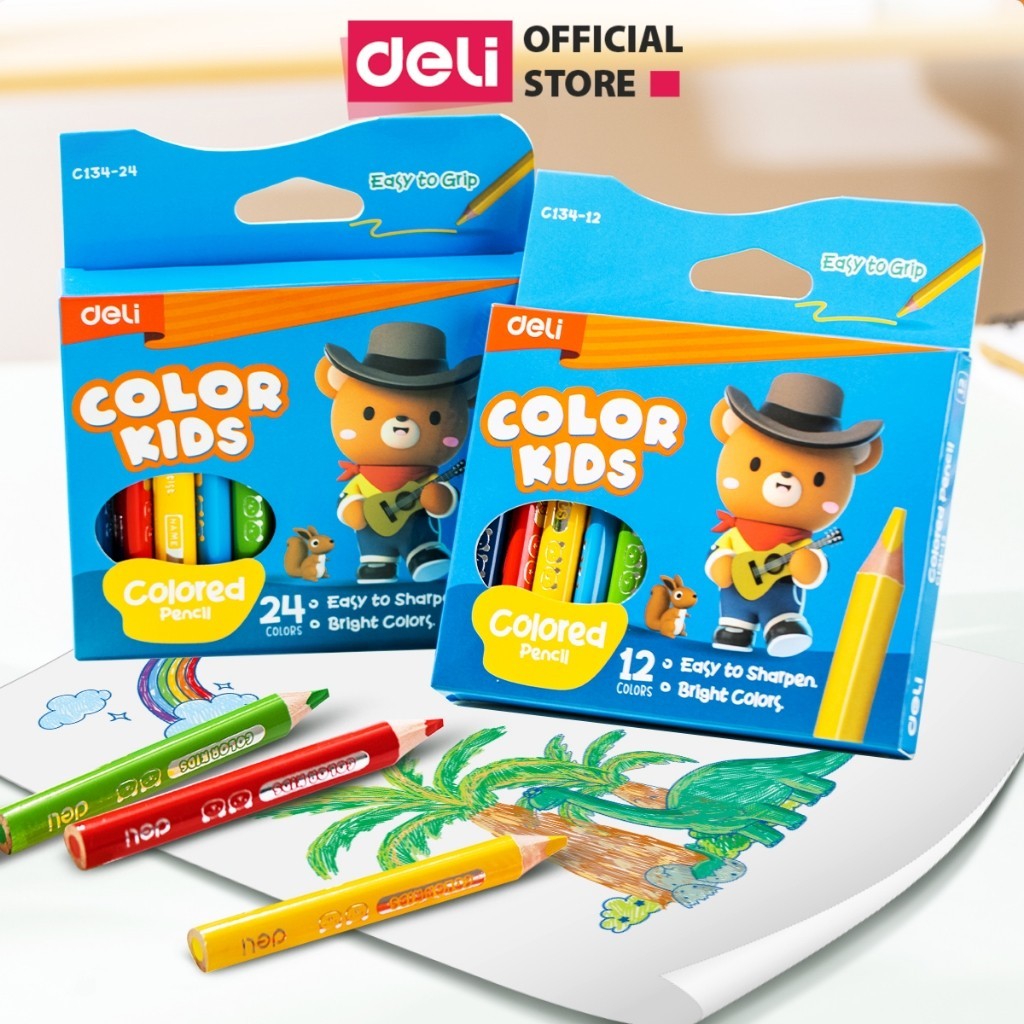 Deli Cute Mini Colored Pencils - 12/ 24 Bright Colors Safe for Children ...