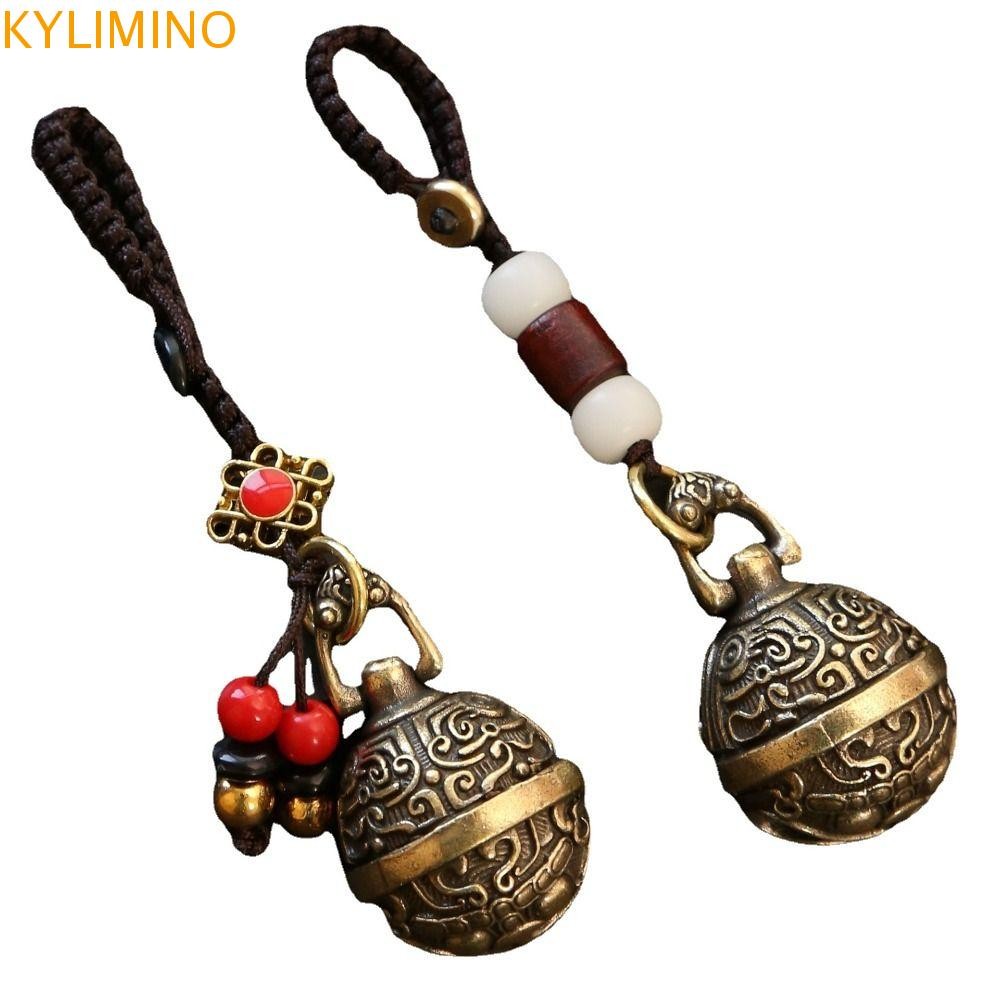 KYLIMINO Brass Bell Car Keychain, Vintage Brass Mantra Bell Keyring ...