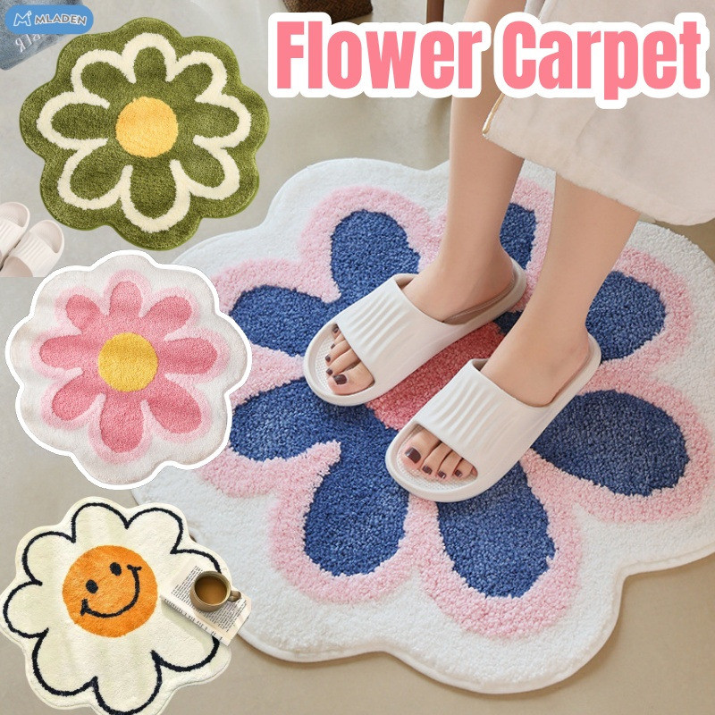 MLADEN Flower Shaped Carpet Room Bathroom Carpet Absorbent Plush Floor ...