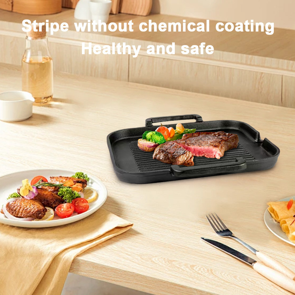 Heavy-Duty Cast Iron Grill/Griddle Pan with Double Handles - Induction ...