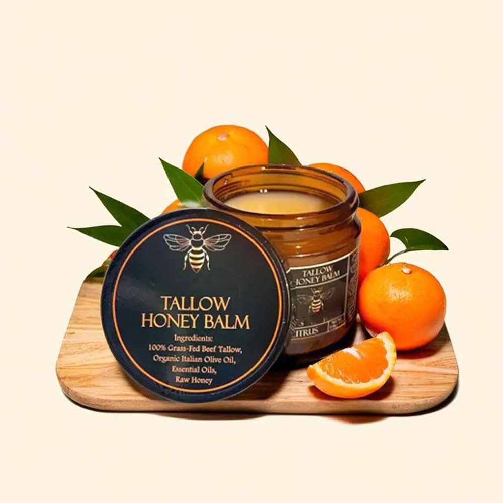 Organic Grass-Fed Beef Tallow Balm with Raw Honey Moisturizing Cream ...