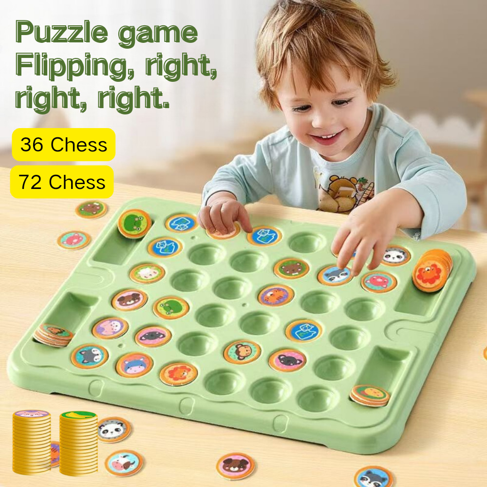 Flip Chess Board Game Kids Toy Memory Training 2-4 Player Parent ...