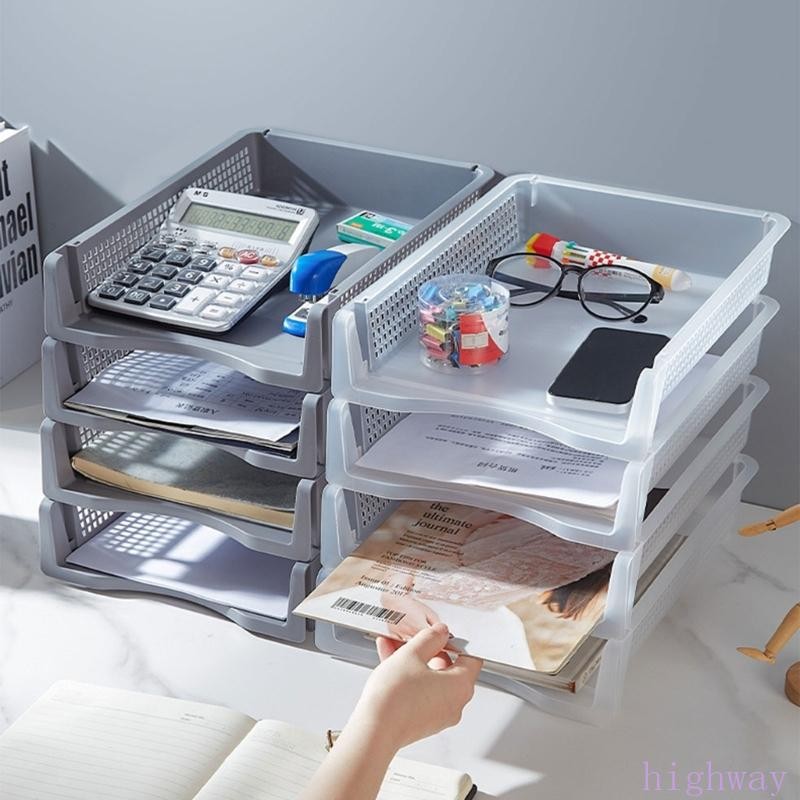 hi Stackable Paper Sorter Letter Tray Stacking Paper Letter Tray Desk ...