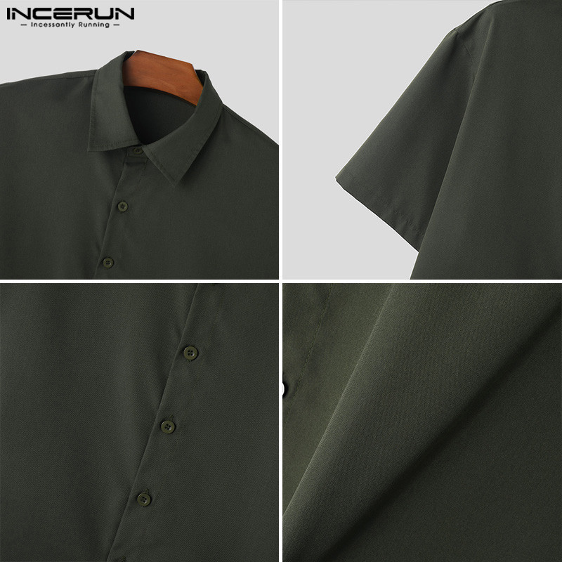 INCERUN Men Vintage Casual Short Sleeve Solid Color Cut-Off Two-Piece ...
