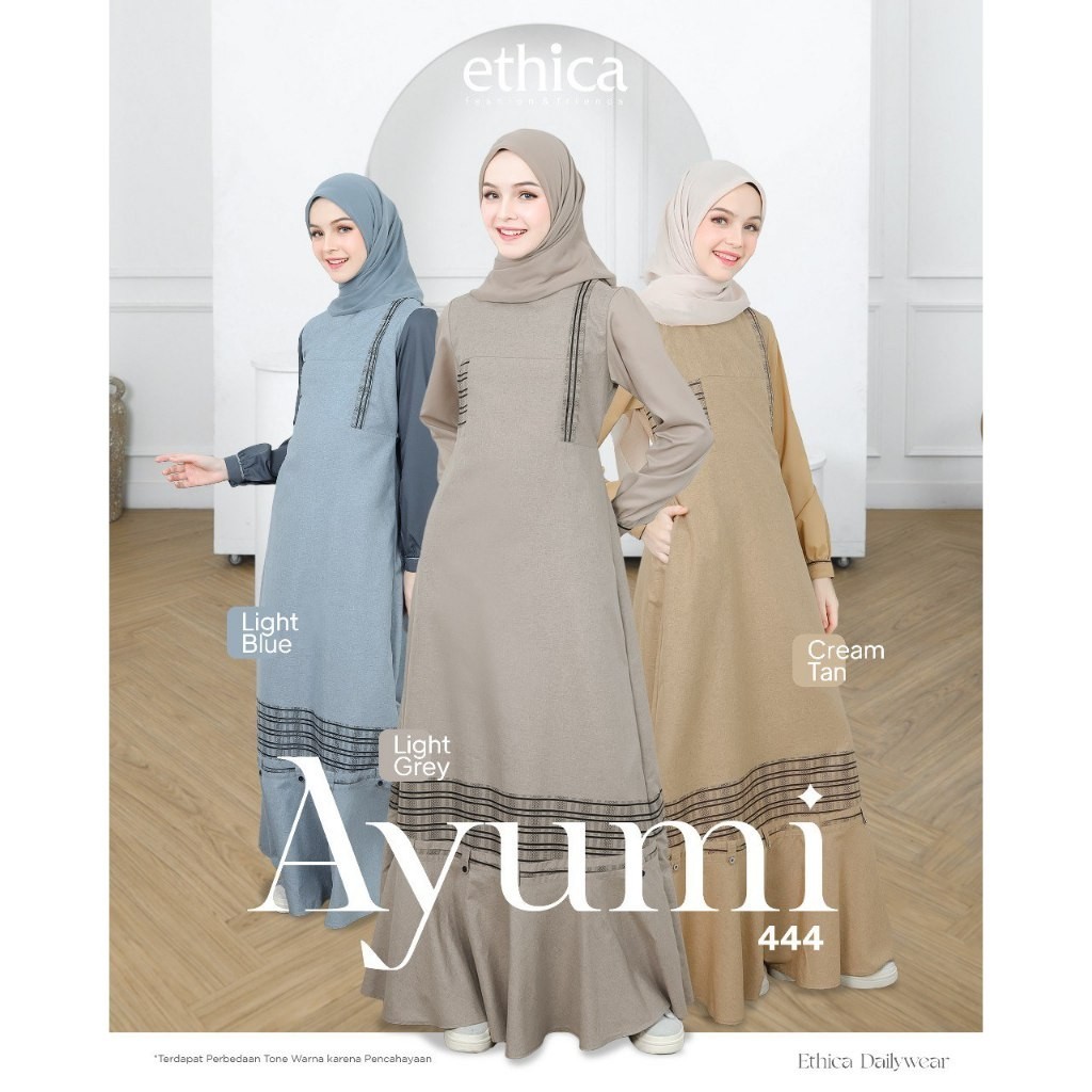 Dress ONLY ETHICA ORIGINAL AYUMI 444 CREAM TAN AYUMI 444 LIGHT BLUE ...