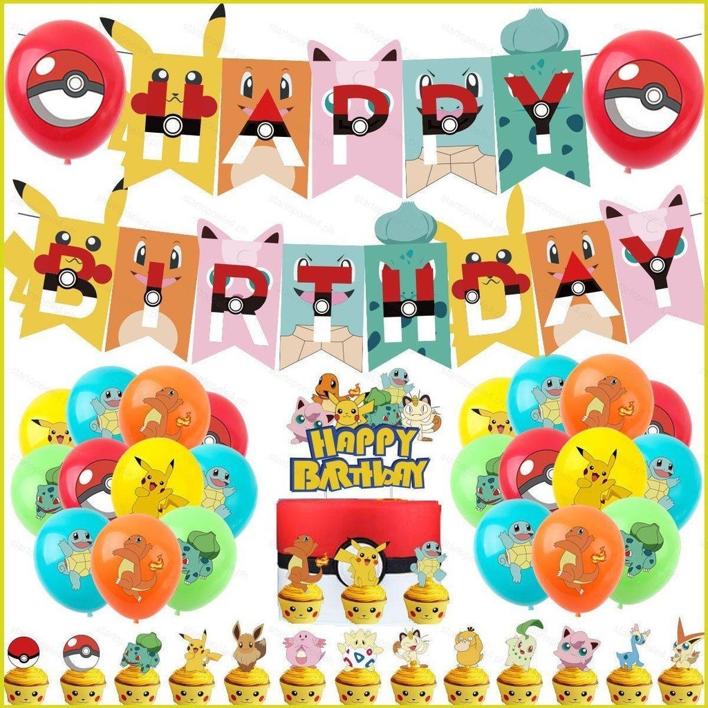 Snow Pokemon Pikachu Theme kids birthday party decorations banner cake ...