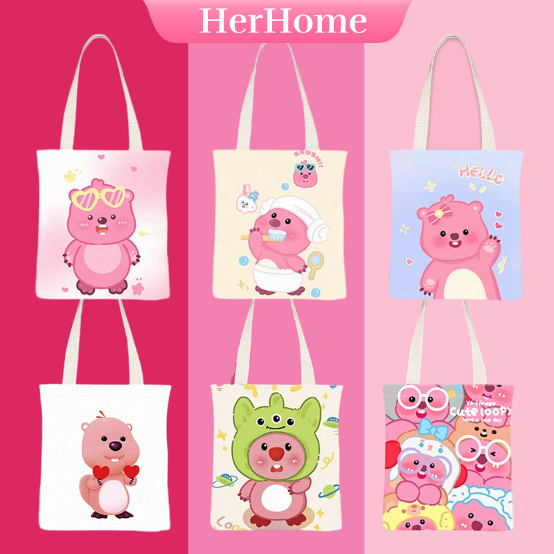 Loopy Canvas Bag Korean Handbag Cute Cartoon One Shoulder Student Bag ...
