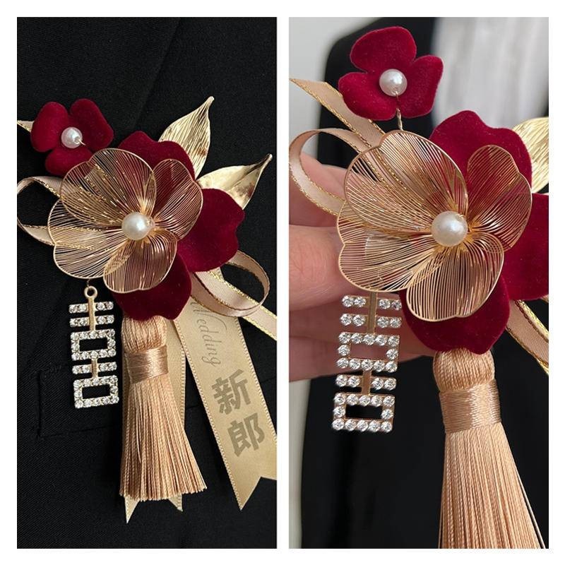 Chinese Brooch Hand Bouquet Wedding Corsage Pin Flower Wedding ...