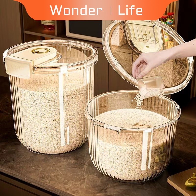 8kg/12kg Rice Dispenser Rice Storage Container with Lid and Measuring ...