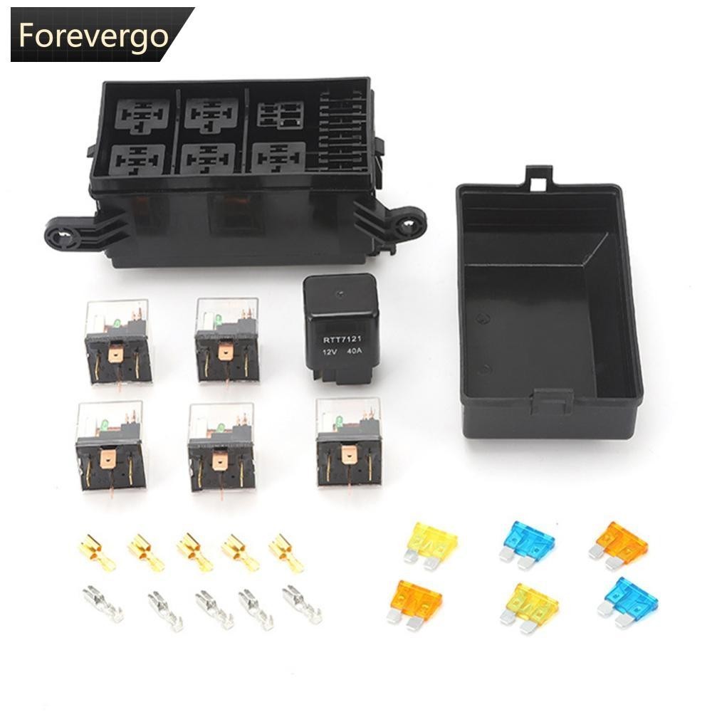FOREVERGO Car 12V/24V Relay Box 6 Slots Relay Block 6 Way ATC/ATO Fuse ...