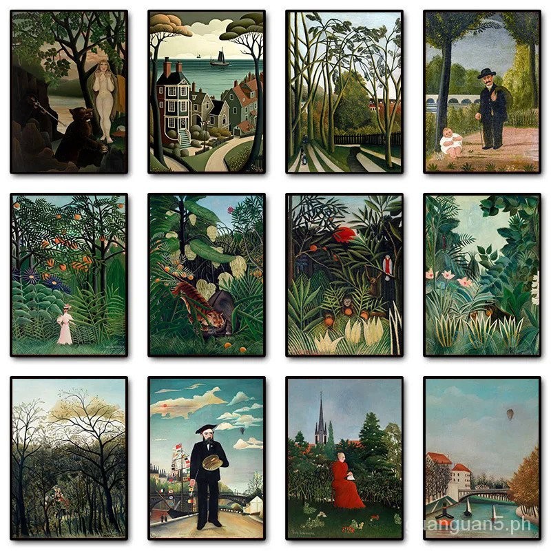 Henri Rousseau Surrealist Artwork Exotic Tropical Rainforest Botanical ...