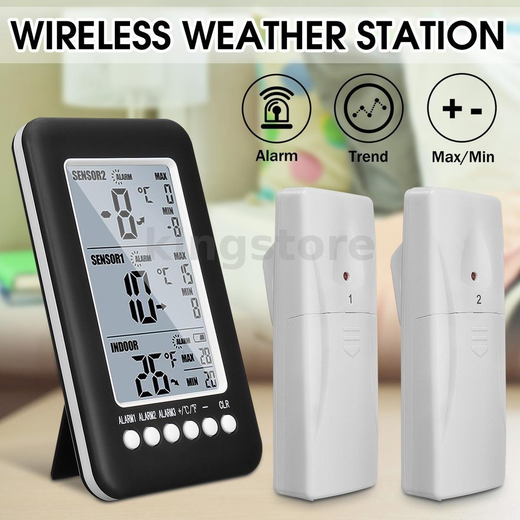 Digital Indoor Outdoor Thermometer Dual Sensor Lcd Display With Trend