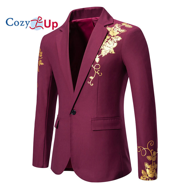 Plus Size Fashion Flower Print Blazer Men's Wedding Casual Loose Suit ...