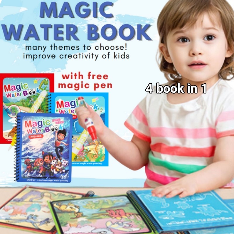 Magic Coloring Book Reusable Kids Drawing Book Magic Pen Drawing Book ...