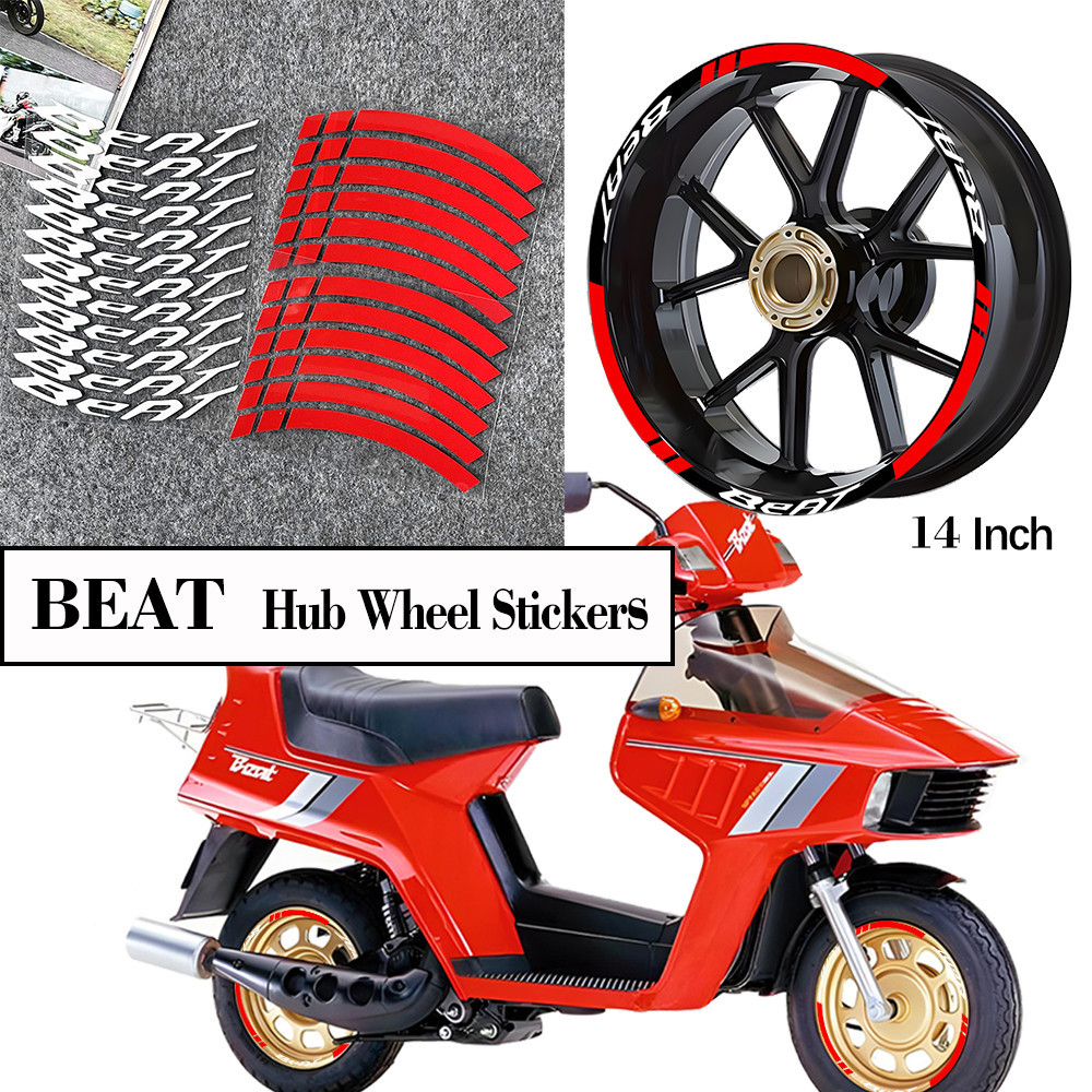 HONDA BEAT Reflective Sticker 14" Hub Wheel Waterproof Logo Rim Durable ...