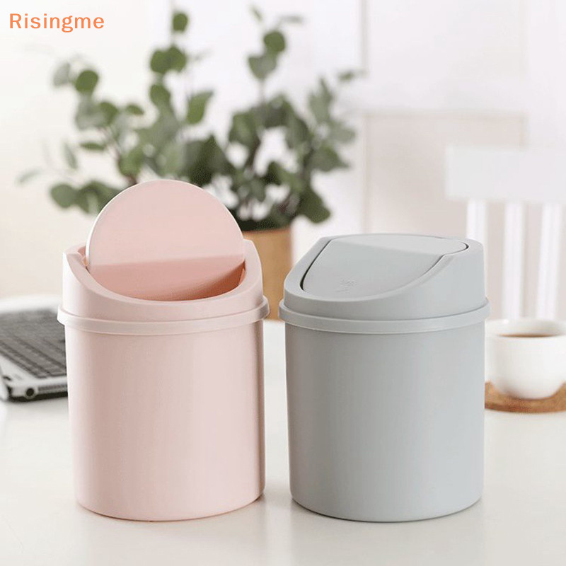 [Risingme] Mini Desktop Bin Small Trash Can Tube With Cover Bedroom ...