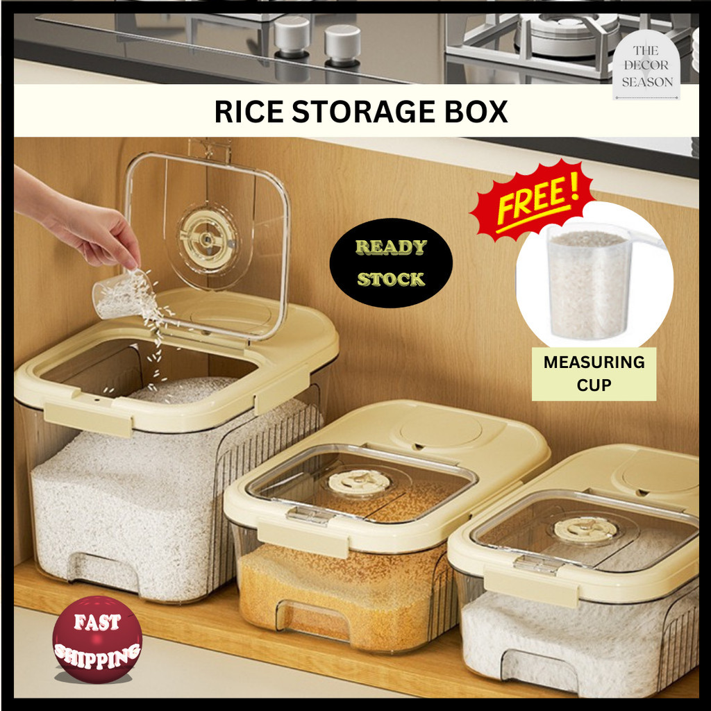3/10/15kg Airtight Seal Insect Proof Rice Storage Container Pet Food ...