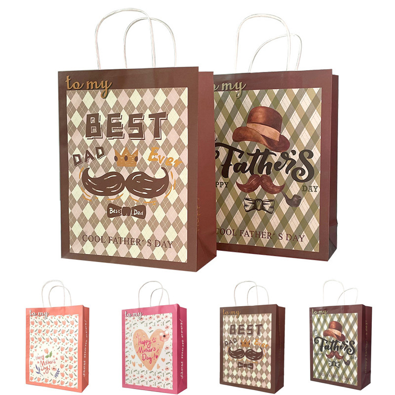 Kraft Paper Bag Mother's Day Father's Day Holiday Gifts Decorative Tote ...