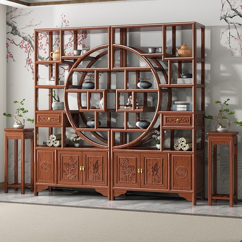 Solid Wood Antique Shelf New Chinese Style Living Room Partition ...
