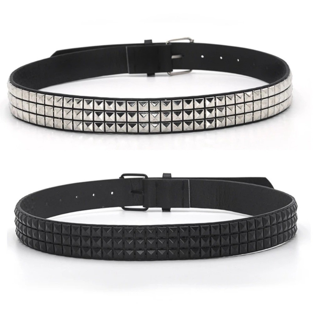 Fashion Rhinestone Rivet Y2K Belt Black Silver Men & Women Studded Belt ...