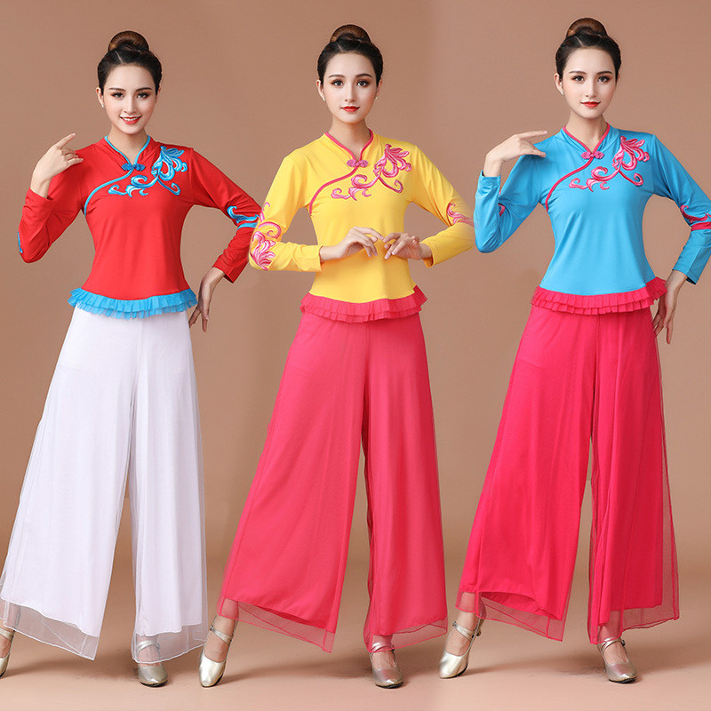 Square Dance Ethnic Style Costume 2024 Female Fan Dance Costume Yangko ...