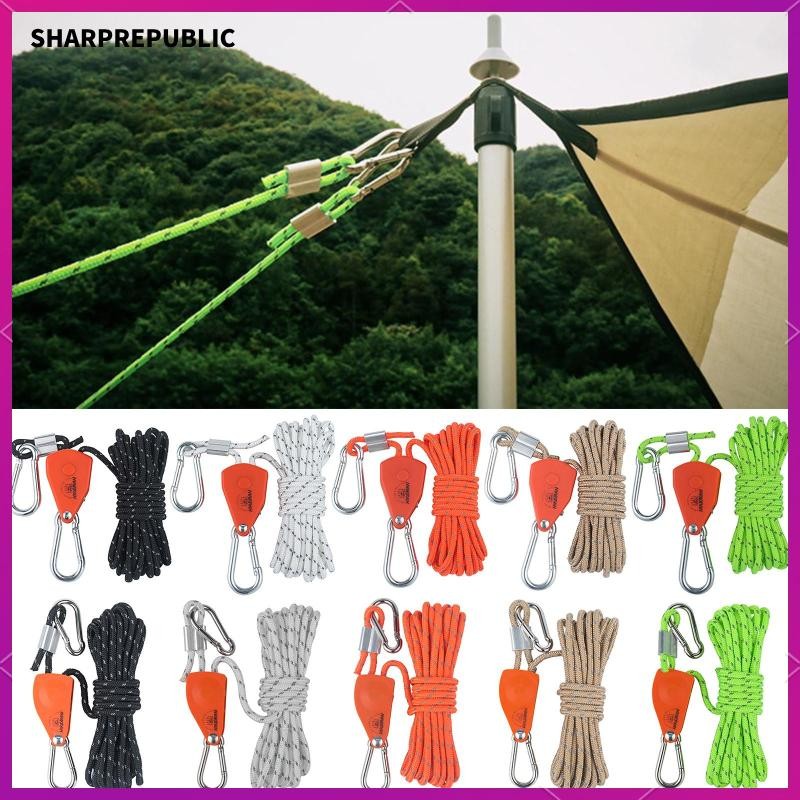 [Sharprepublic] Pulley Ratchet Rope Hanger, Reflective Reinforced Metal ...