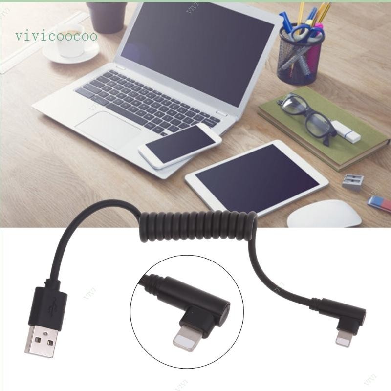 VIVI 20W USB to 8 Pin Data Charging 90 Degree Coiled Cable Angled USB ...