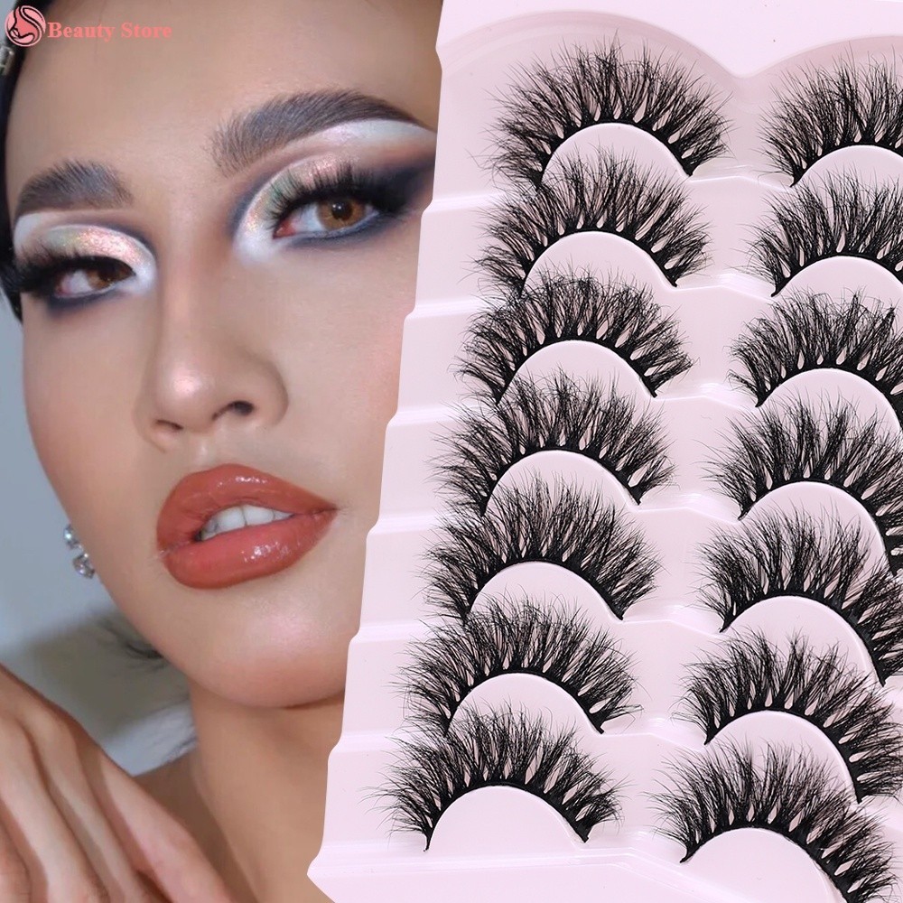 7 Pairs European and American Style Women 3D Volume Faux Mink False ...