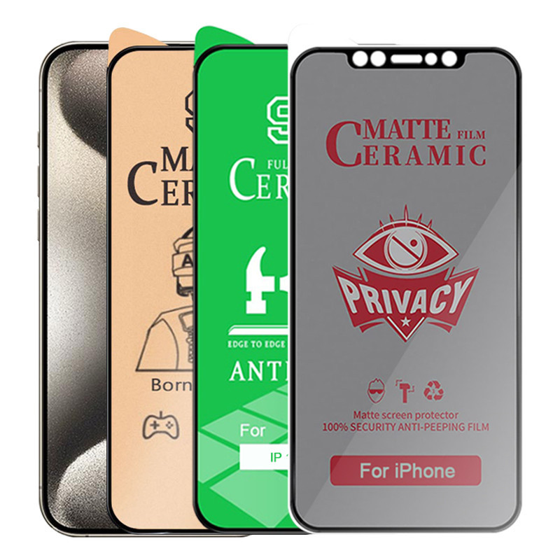 Ceramic Matte/Clear/Privacy Tempered Glass For iPhone 16 15 14 13 12 11 Pro Max/ XR X XS Max/ 14 ...