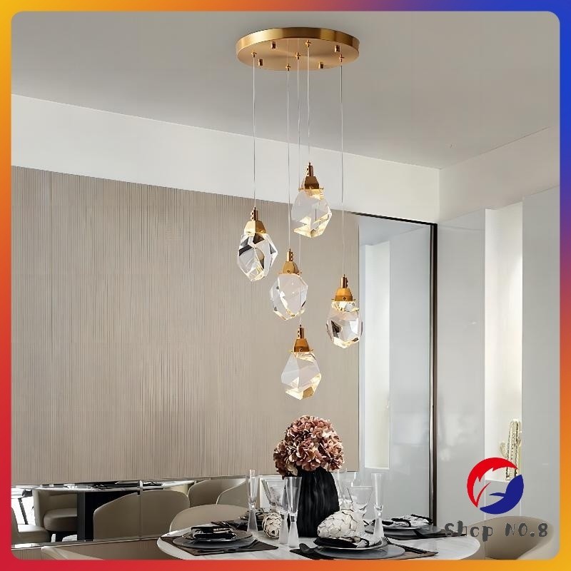 Modern Nordic LED Crystal Chandelier Ceiling Light for Dining Room Bar ...