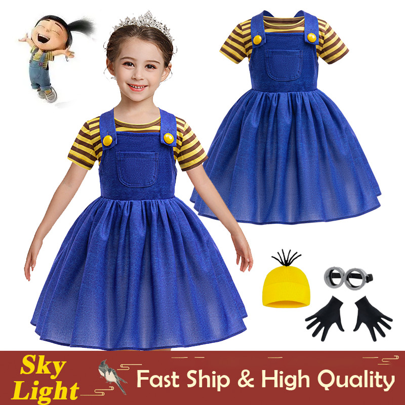 Minion Agnes Stripe Denim Dress For Kids Girl Despicable Me 2 Halloween ...
