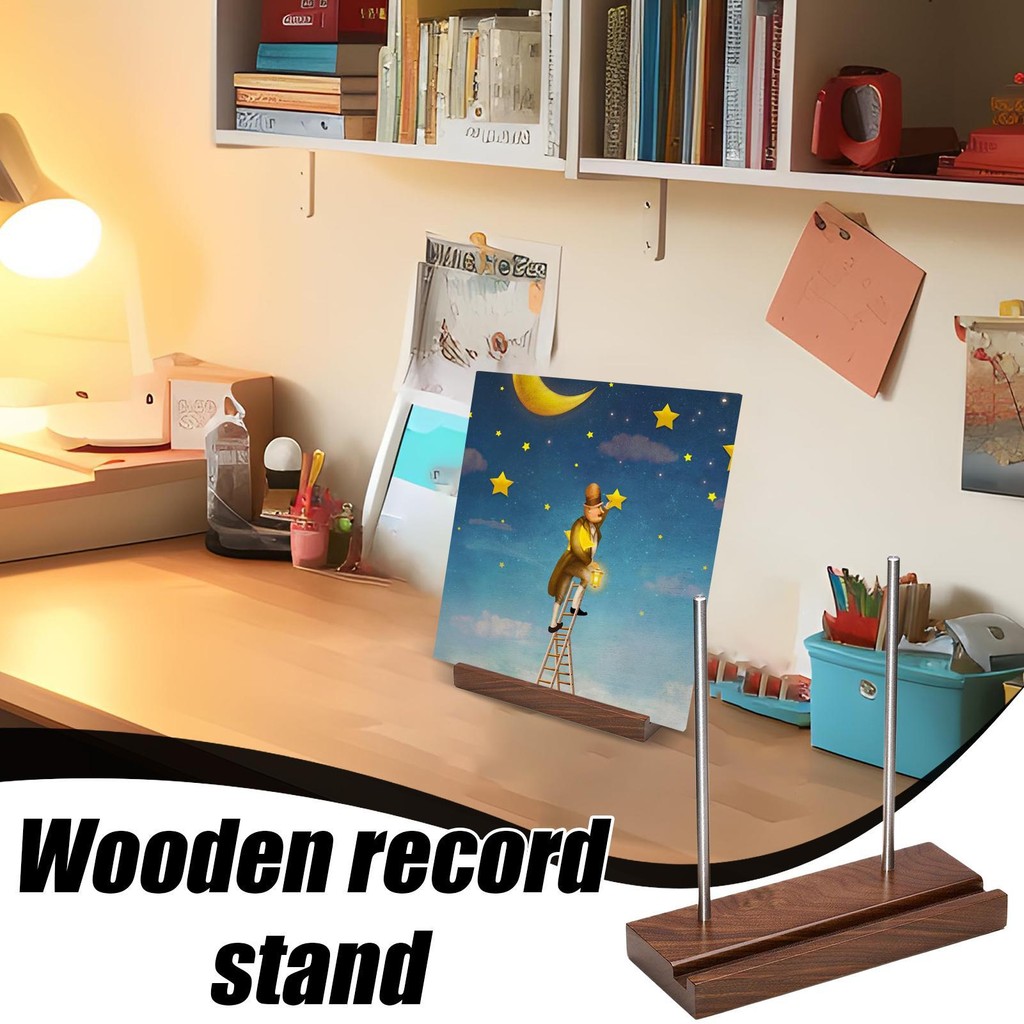 Wooden Record Holder Album Art Plate Display Shelf Solid Wood ...