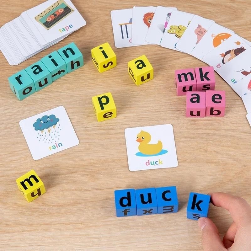 40 Cards Cognitive Matching Puzzles Wood Montessori Font Block ...