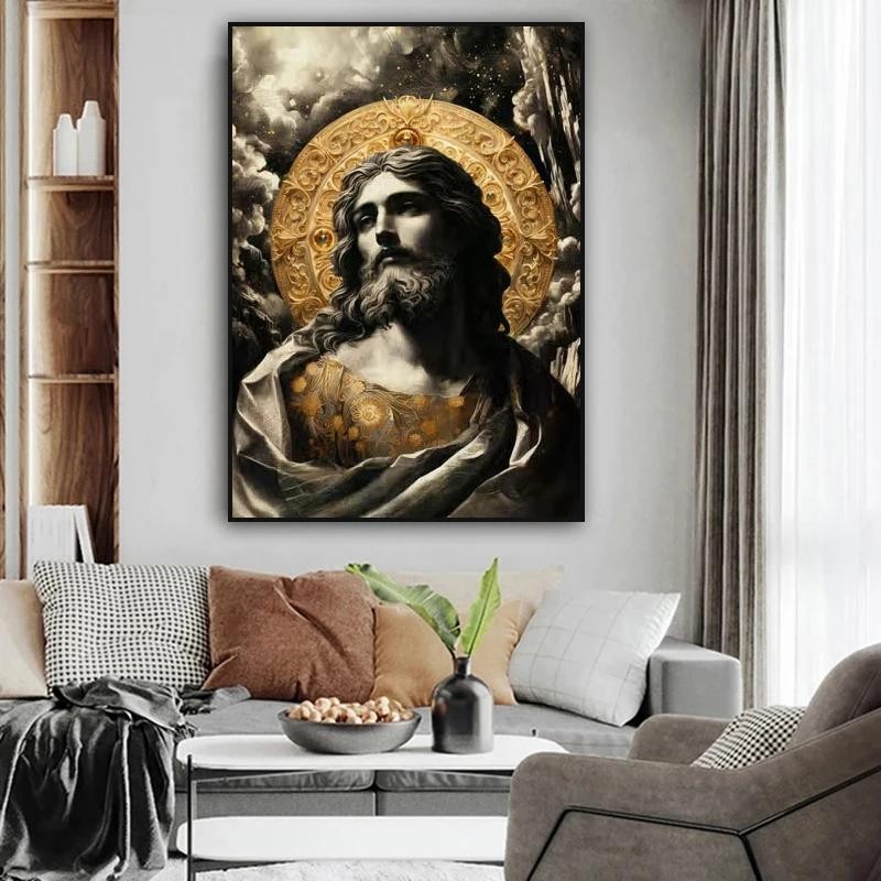 Abstract Jesus Angel Canvas Painting Modern Wall Art Divine Mercy ...