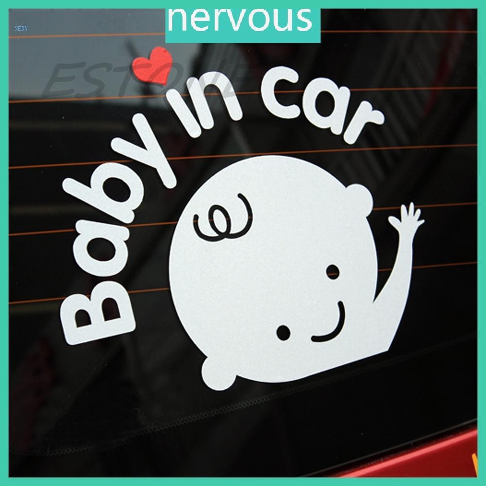 NERV Baby In Car Waving Baby on Board Safety Sign Cute Car Decal Vinyl ...