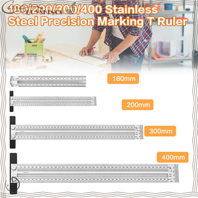 BS T Type Square Ruler 180mm/200mm/300mm/400mm High-precision Aluminum Alloy Scriber Marking ...