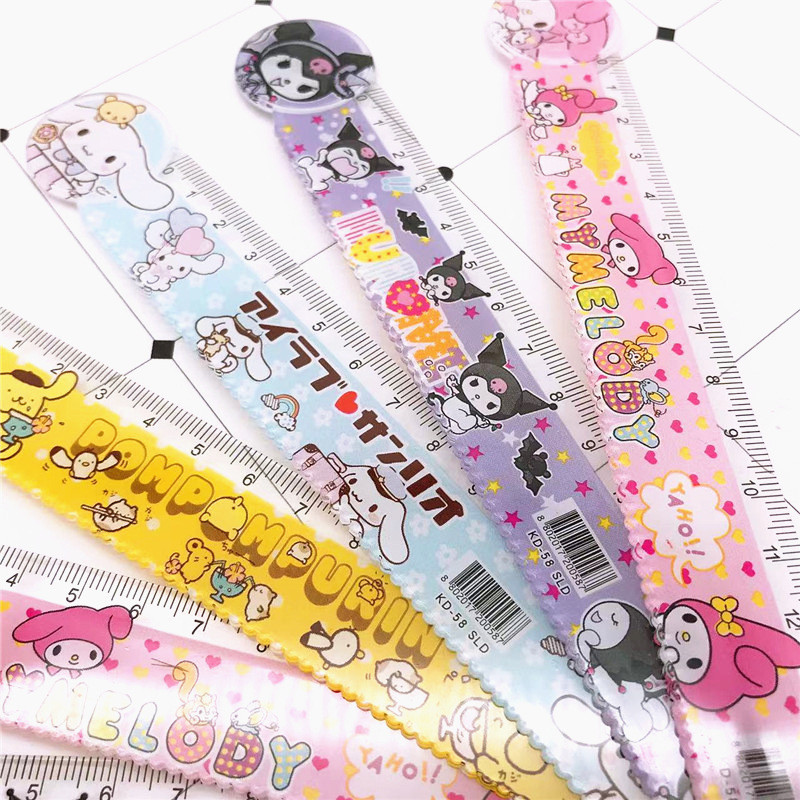 15cm Sanrio Kuromi CInnamoroll Mymelody Pompompurin Cartoon ruler ...