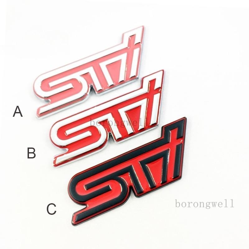1 X Metal STI Logo Letter Auto Car Decorative Side Rear Badge Emblem ...